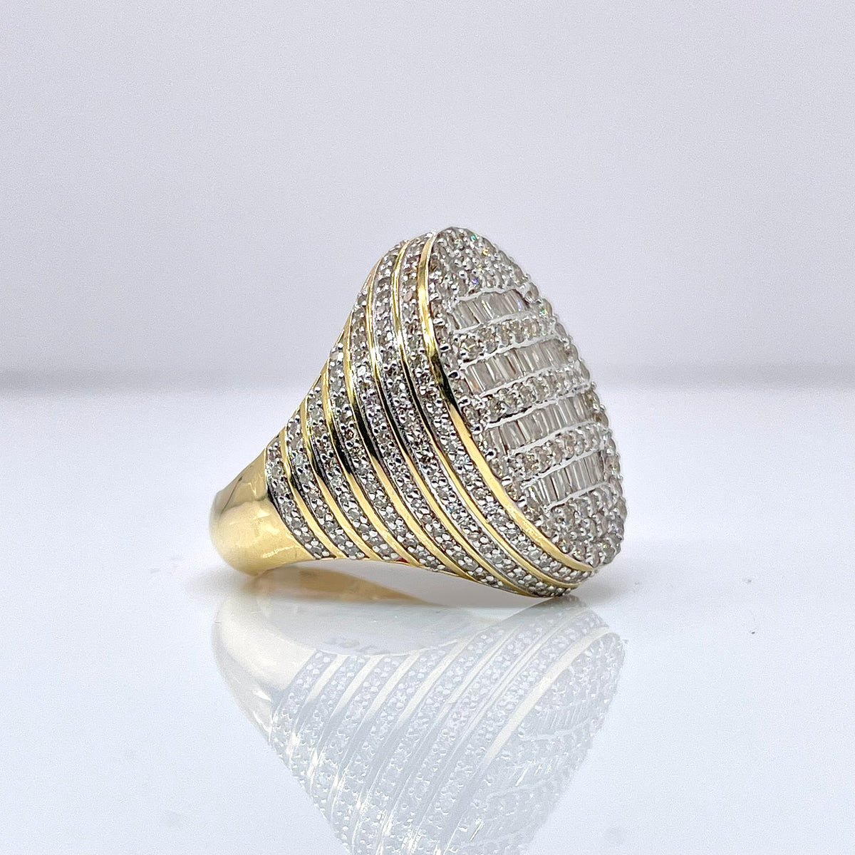 2.90 CT. Natural Diamond Oval Shape Men’s Ring In 10 KT Yellow Gold ...