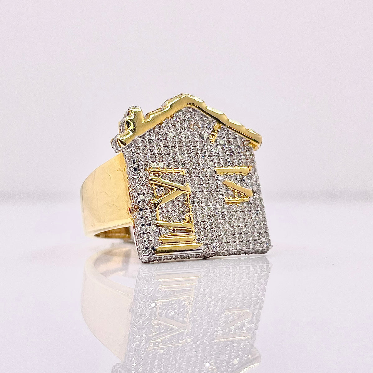1.22 CT. Natural Diamond Trap House Ring In 10 KT Yellow Gold – Gold ...
